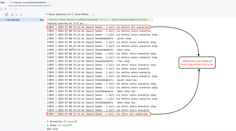 @BeforeAll and @AfterAll Hooks in Cucumber 7 or later versions
